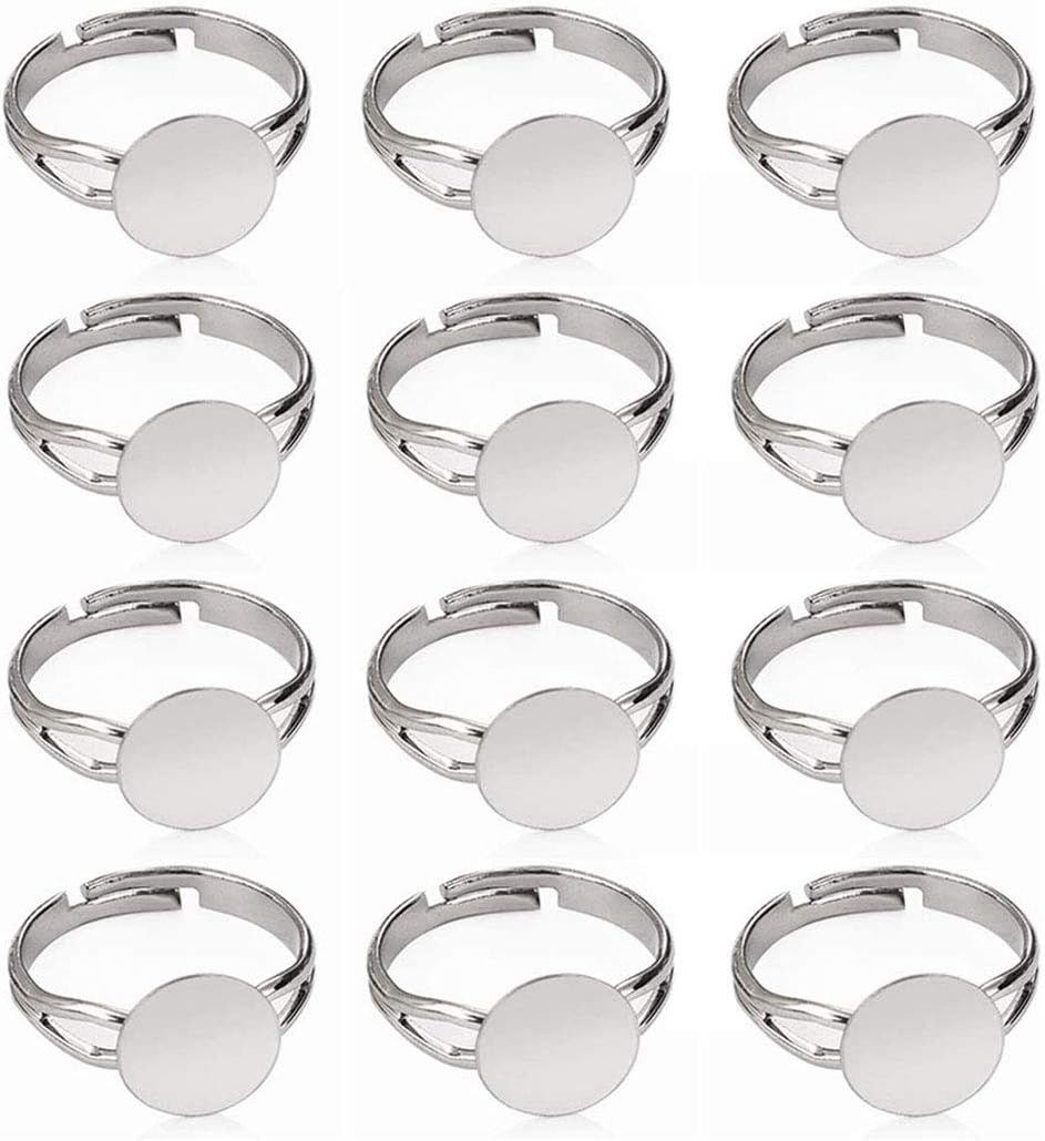 Amazon.com: 10pcs Stainless Steel Ring Bezel Blanks Fit 12mm 20mm 25mm ...