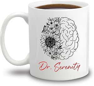 Personalized Flower Brain White Coffee Mug, Floral Brain Ceramic Teacup ...