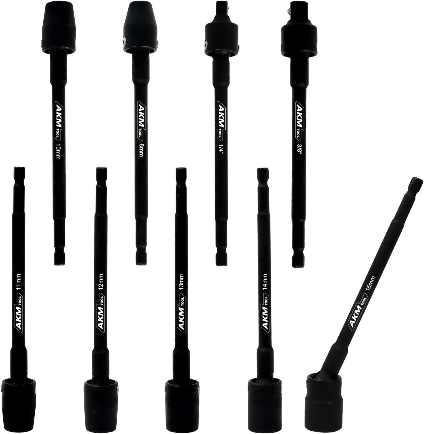 Amazon.com: AKM TOOL 9-Piece Long Universal Nut driver set, 6 inch 360 ...