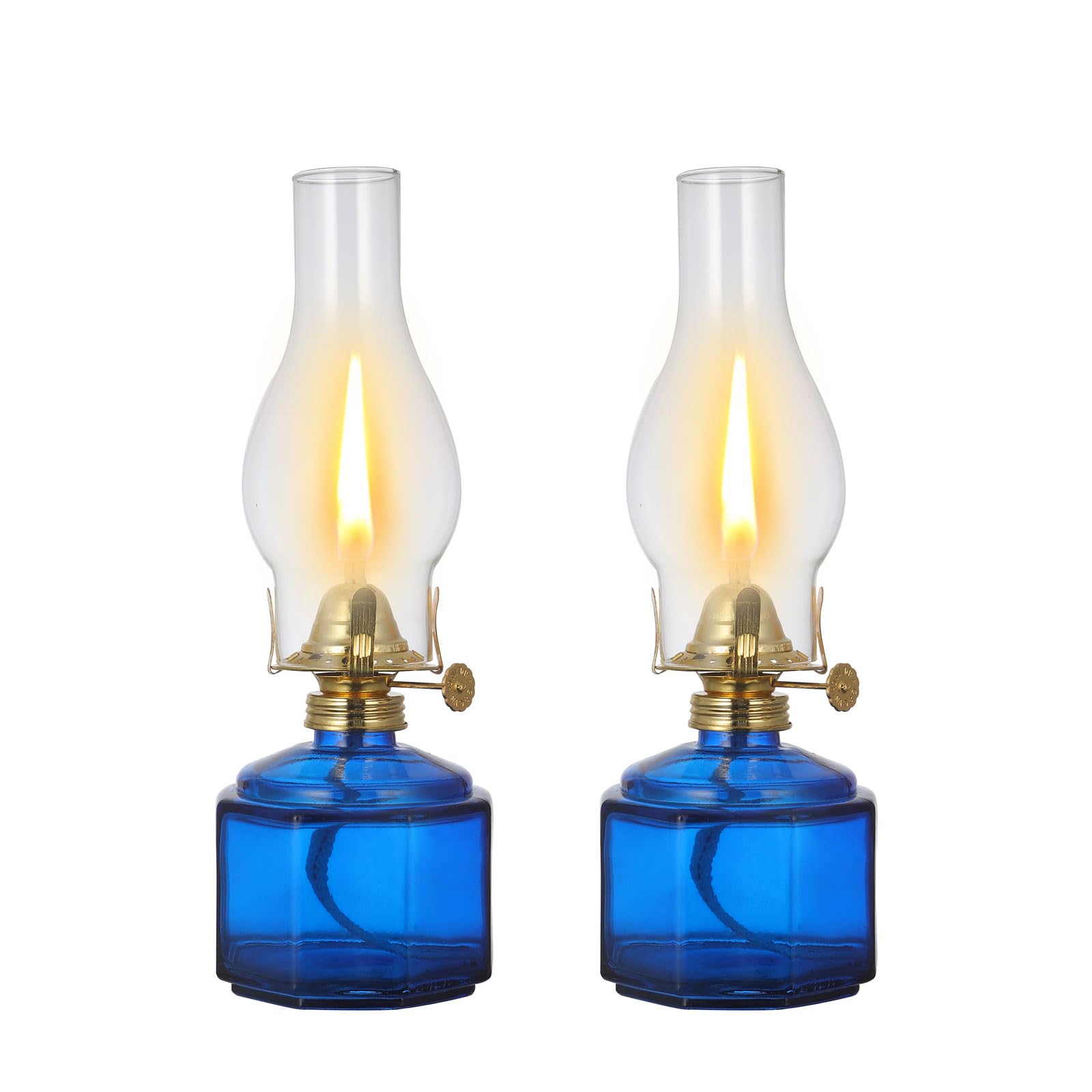 Amazon.com: DNRVK 2 Pack Rustic Oil Lamp Large Vintage Glass Kerosene ...