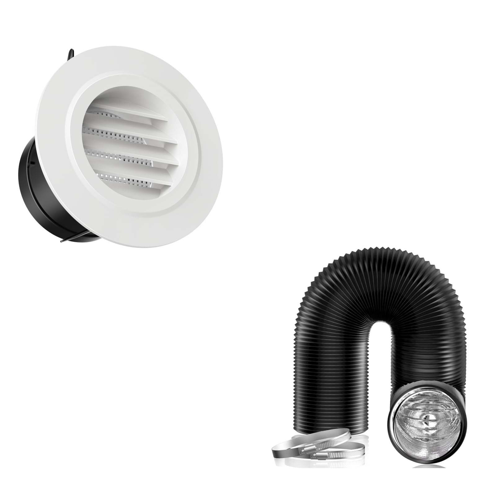 Hon&Guan 3 in Soffit Exhaust Vent and 3" x 8FT Insulated Duct with 2 ...