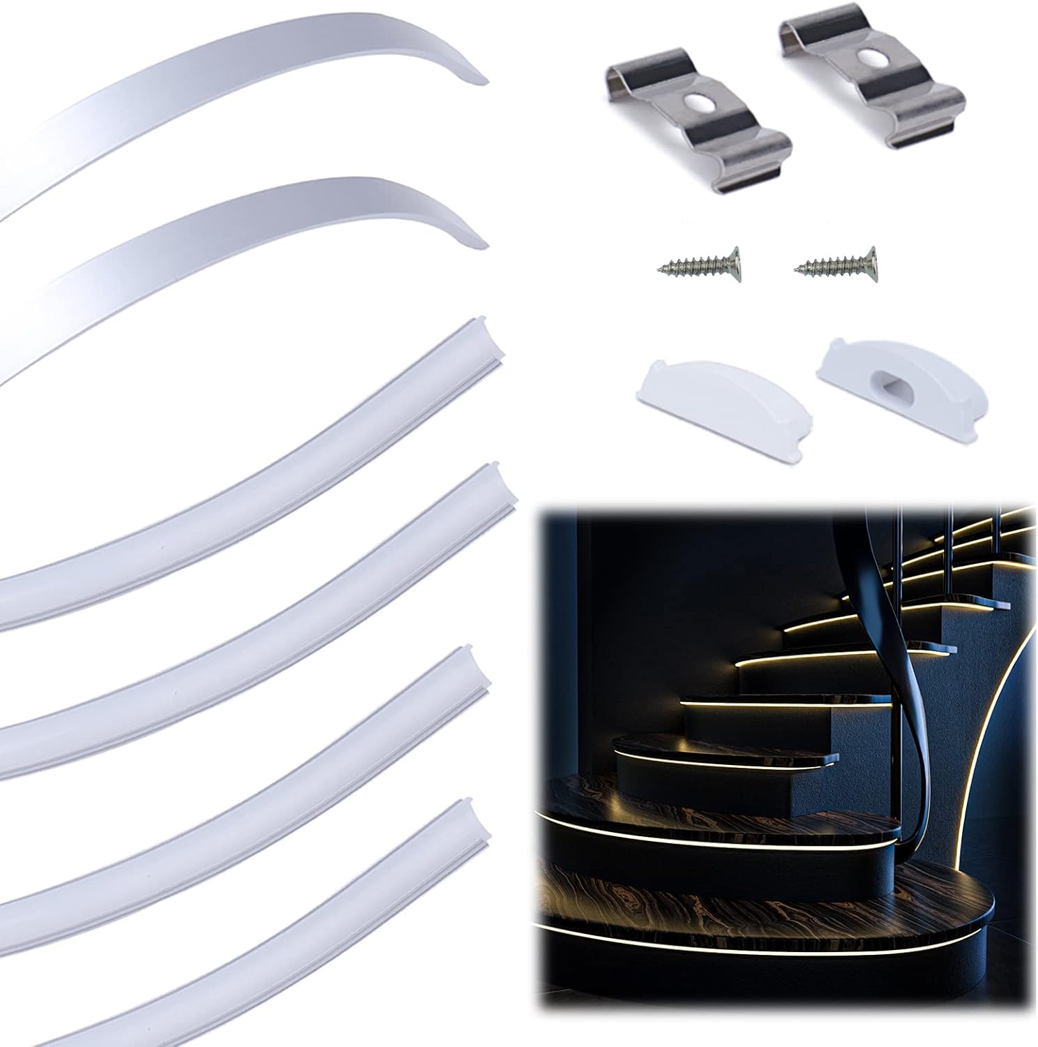 Muzata 6PACK 3.3FT/1M Flexible Silver LED Channel with Milky White LED ...