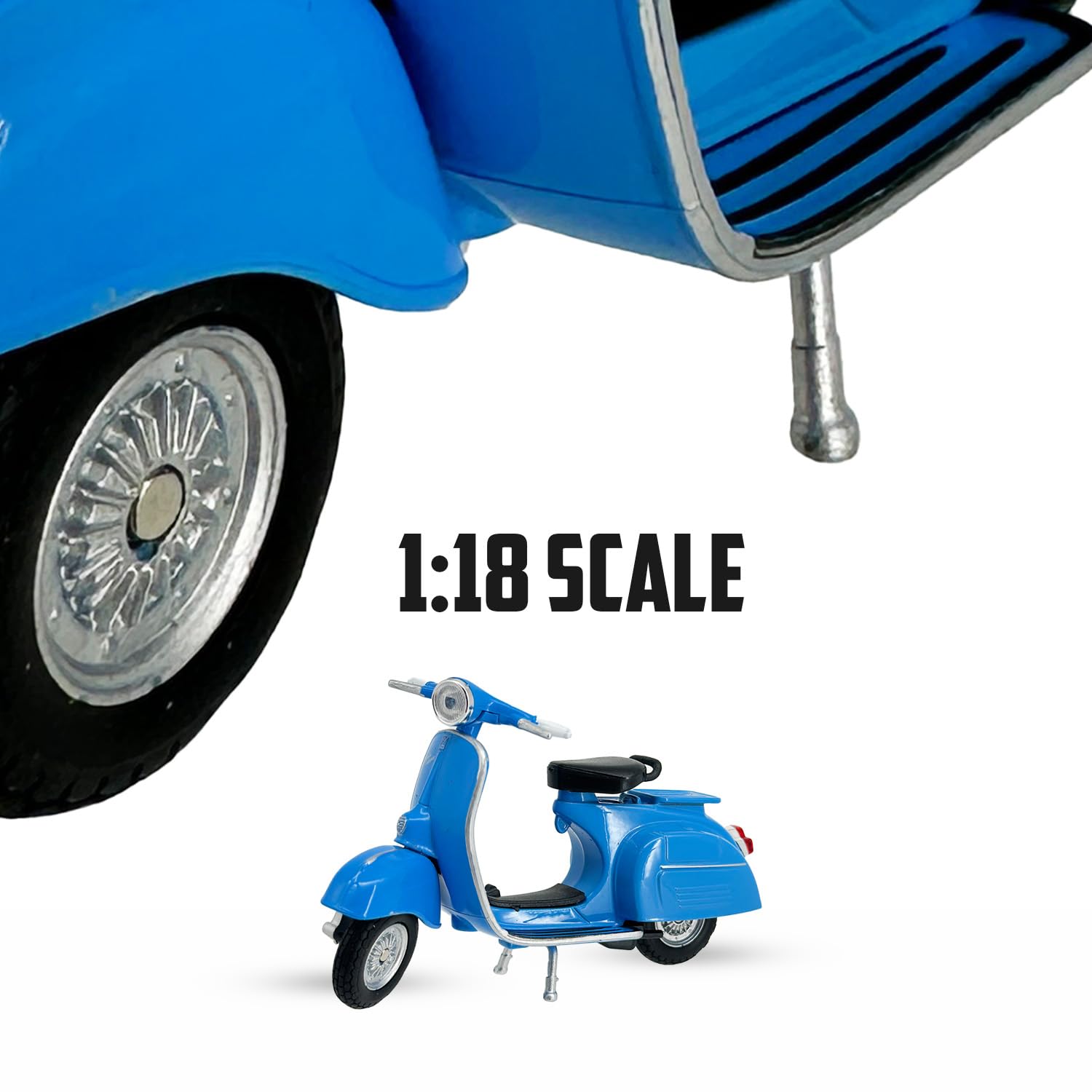 Mini Moped Vespa 150 1957 Silver 1:18 Scale Diecast Model Vespa Scooter