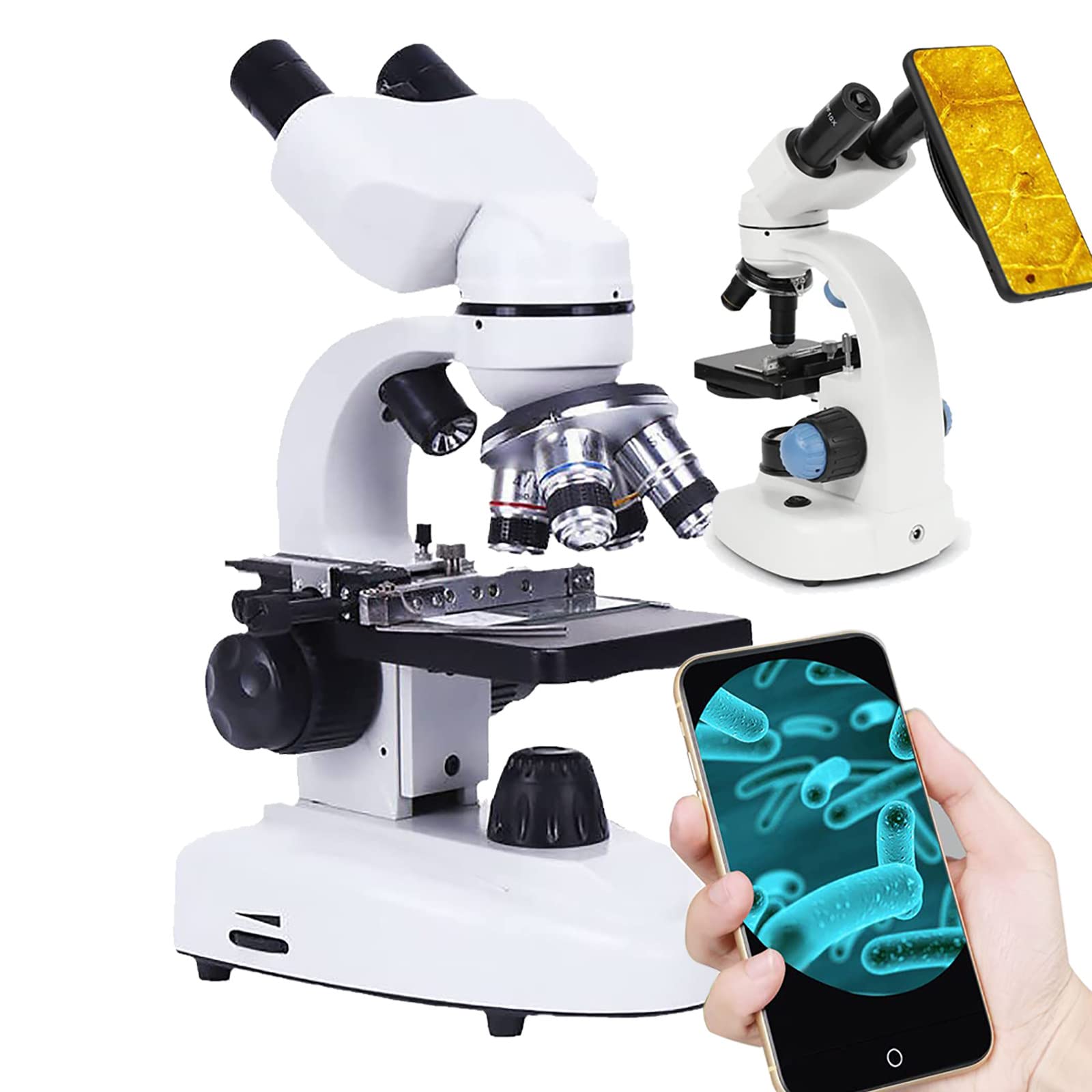 40x 10000x Led Binocular Compound Microscope With Microscope Slides Set ...