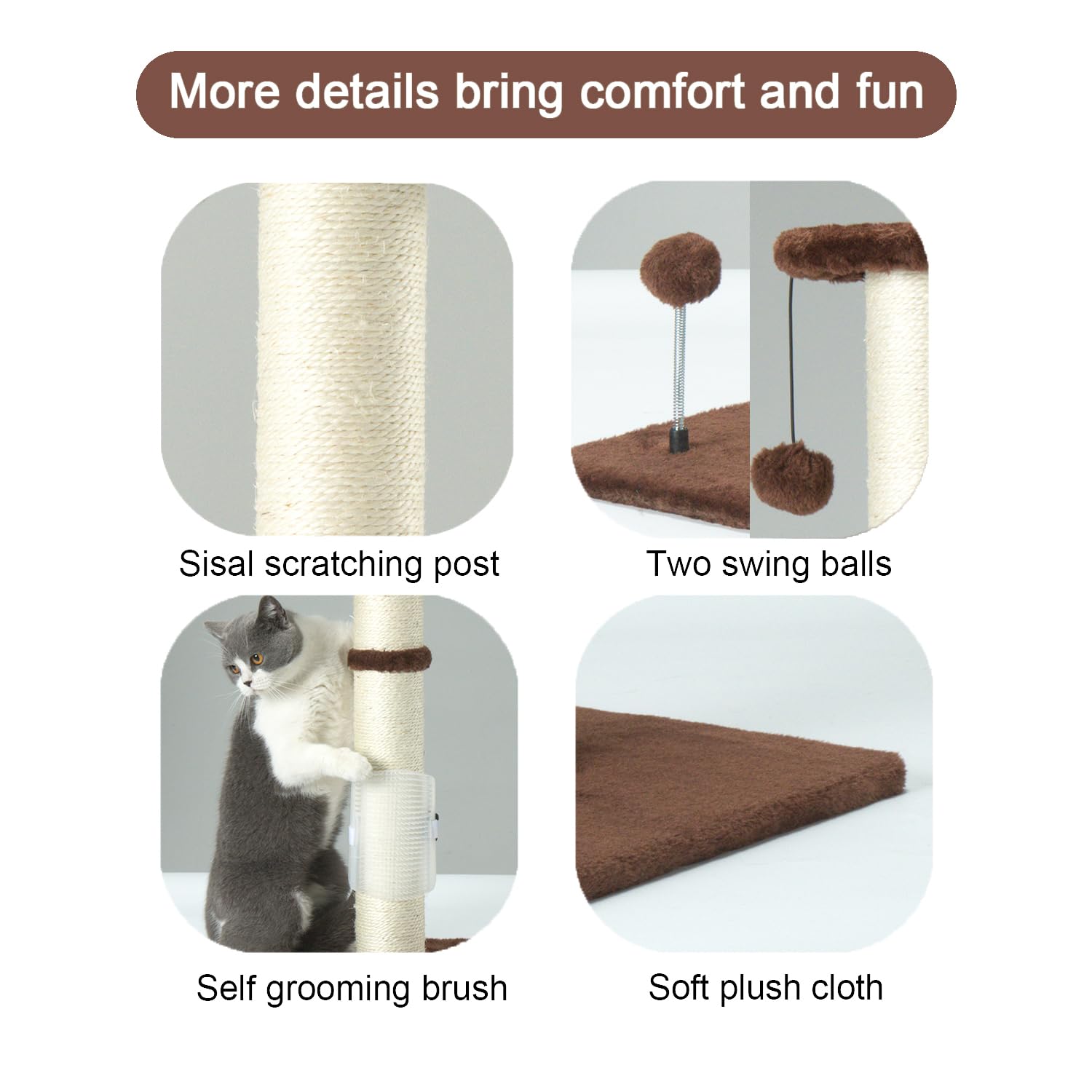 PEEKAB 32" Tall Cat Scratching Post Sisal Rope Scratch Posts with ...