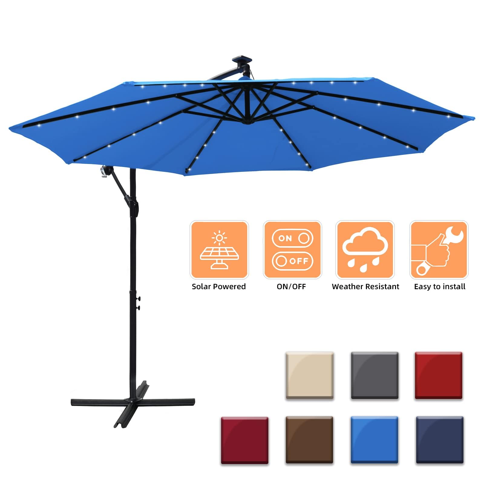 Snapklik.com : SUNLAX Solar Offset Umbrella, 10ft Cantilever Hanging ...
