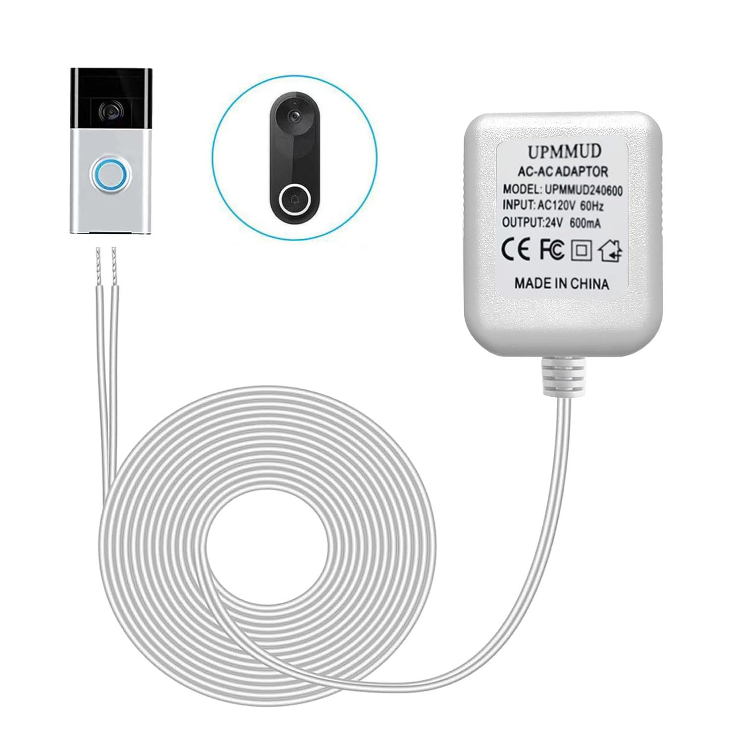 UPMMUD AC-AC 24V Doorbell Power Supply Transformer for Ring, Nest, Eufy ...