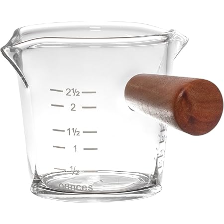 Amazon.com: 1 Pack Double Spouts Measuring Triple Pitcher Milk Cup with Wood Handle 75ML ...