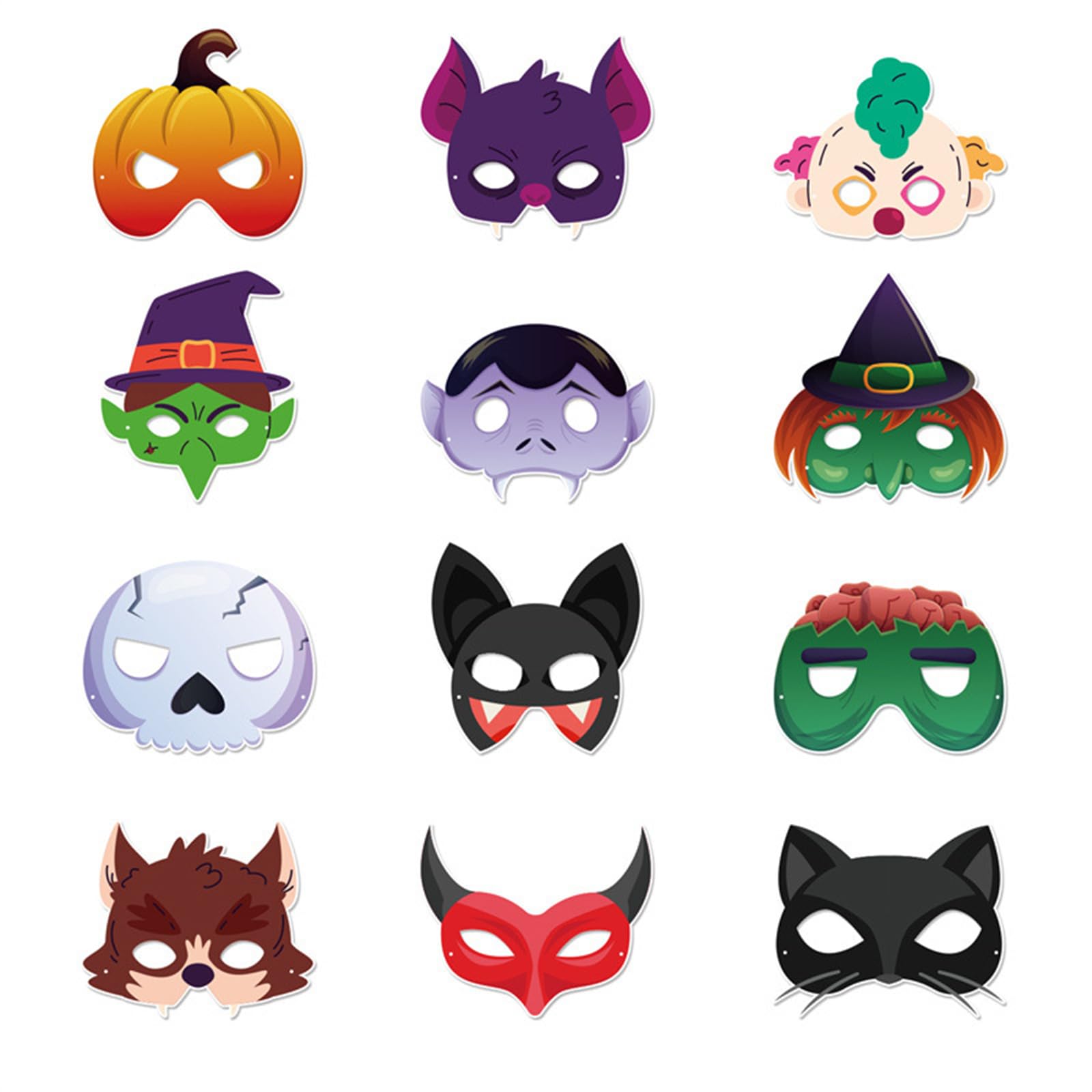 Qpout 12 Pack Halloween Masks For Kids, Kids Halloween Masks Bulk ...