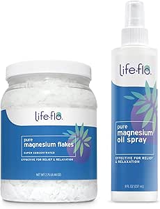 Amazon.com: Life-flo Pure Magnesium Oil Spray 8oz and Magnesium Flakes for Bath 44oz - Magnesium ...