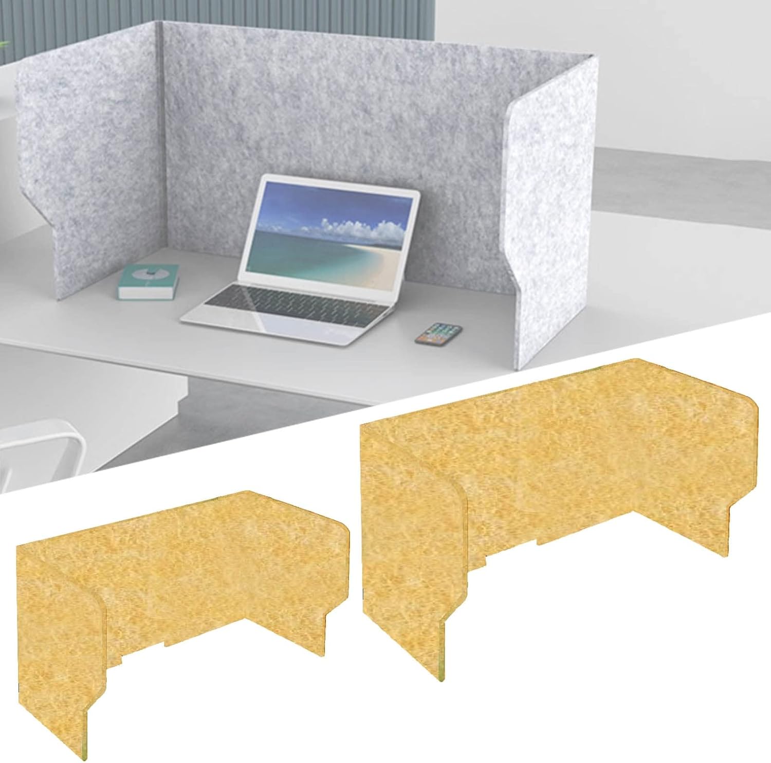 Amazon.co.jp: 2-Piece, Freestanding Desktop Privacy Panel Reduce Noise ...