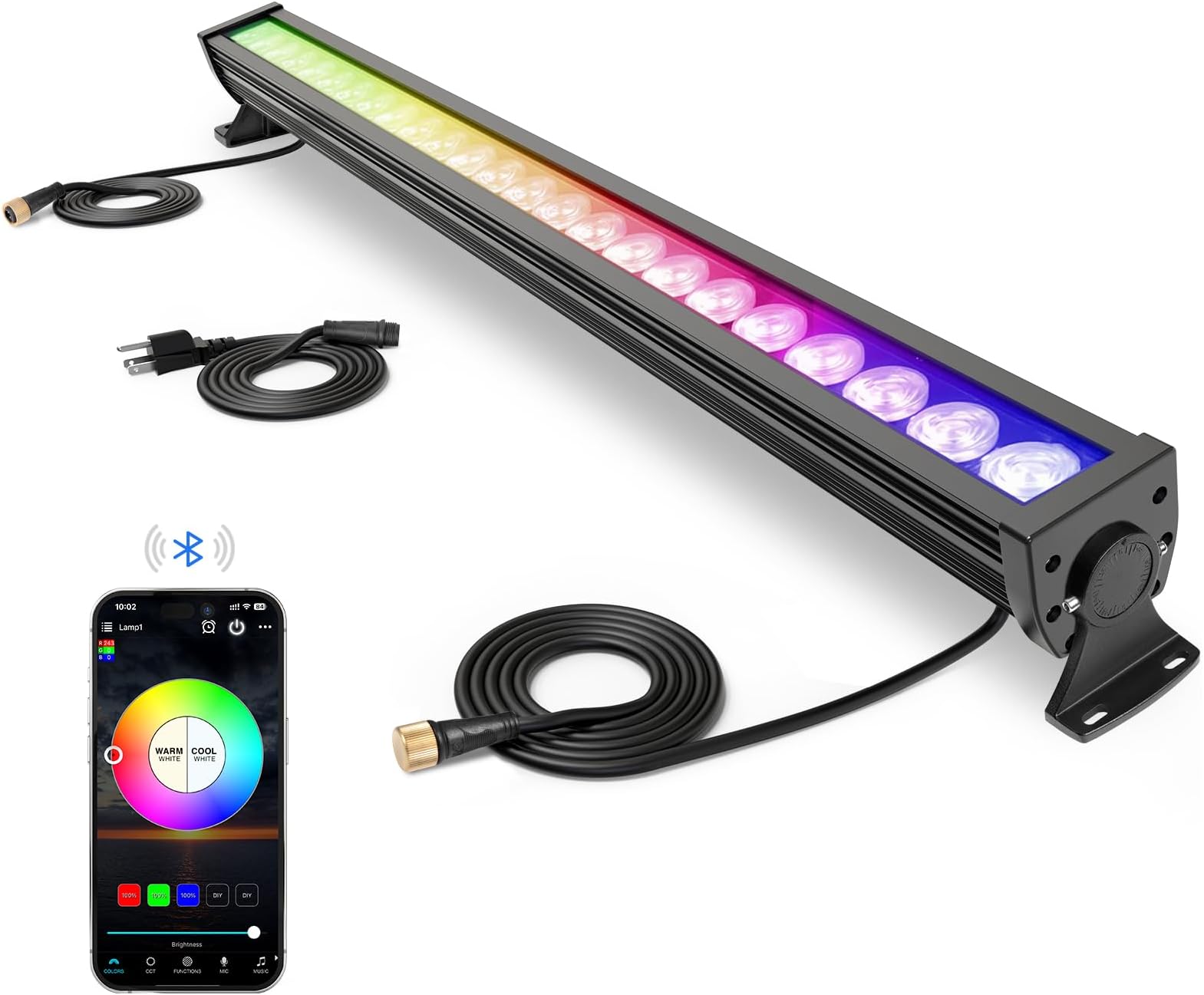 LED Wall Washer Light, 144W 40" RGBW Color Changing Linkable Linear ...