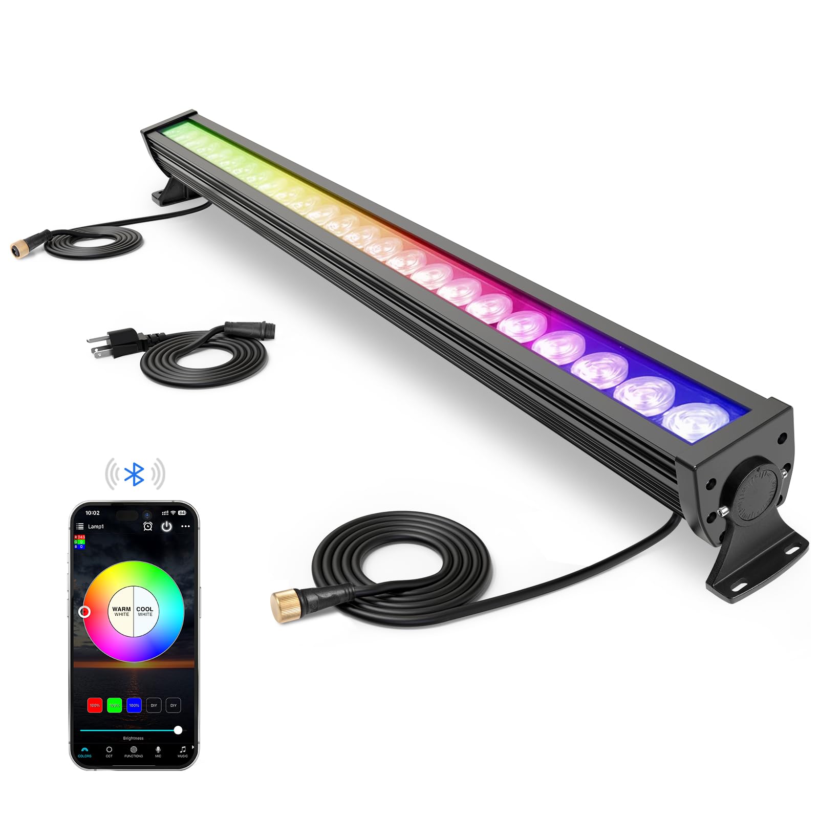 Smart LED Wall Washer Light Dimmable Via APP Control, 168W RGBCW Color ...