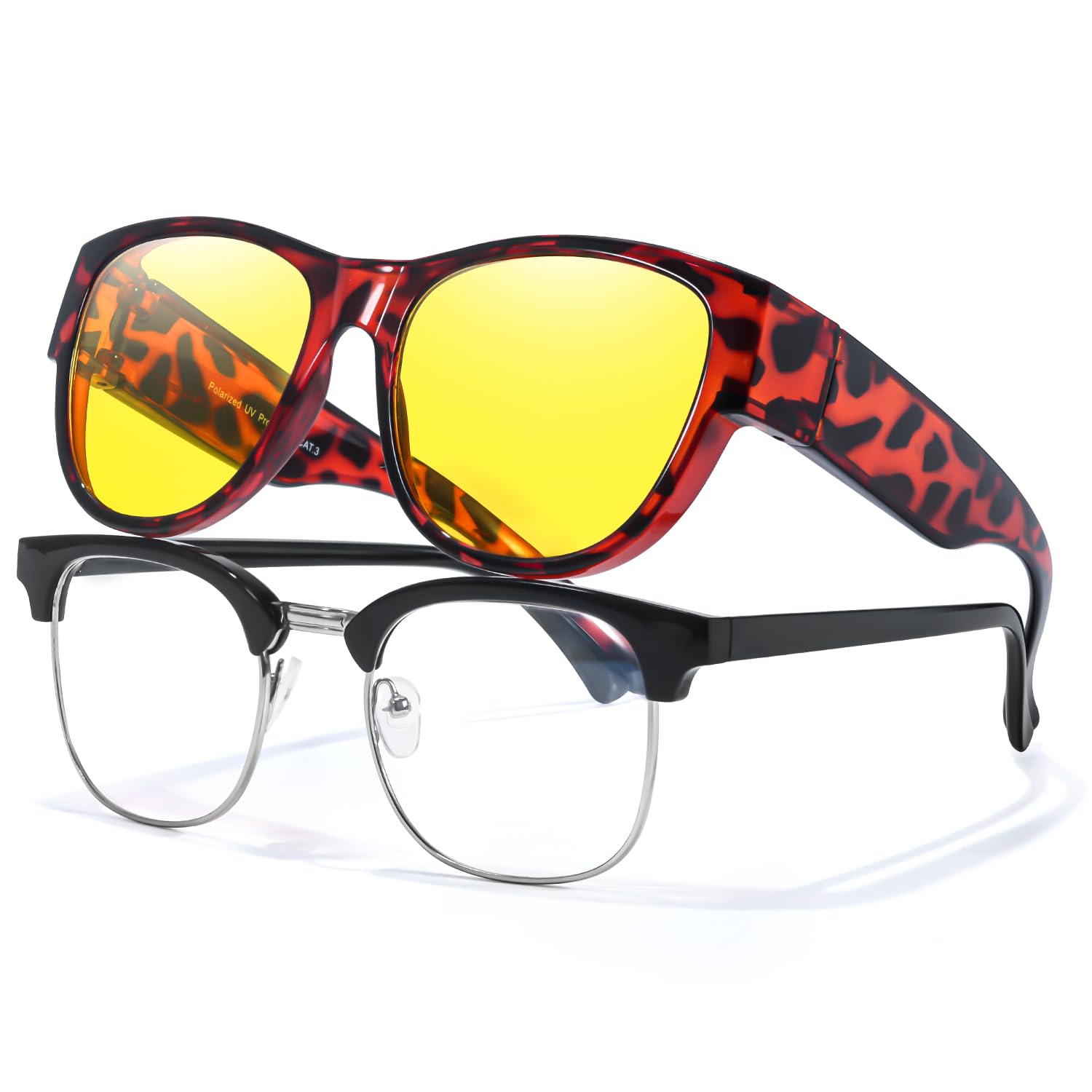 Snapklik.com : Night Vision Driving Glasses Wear Over Eyeglasses Men ...