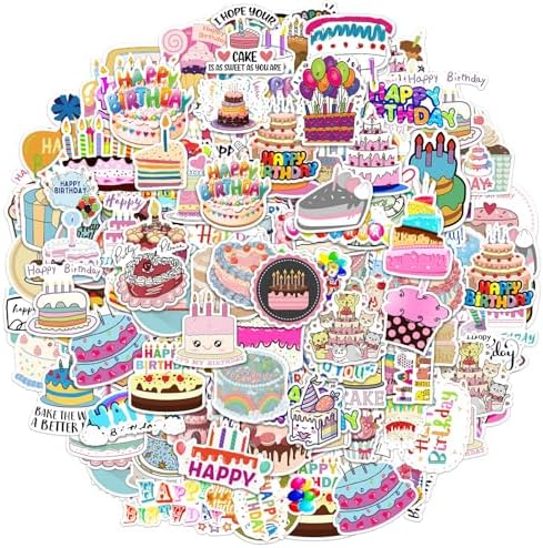Amazon.com: Happy Birthday Stickers,50 PCS Vinyl Adhesive Stickers for ...