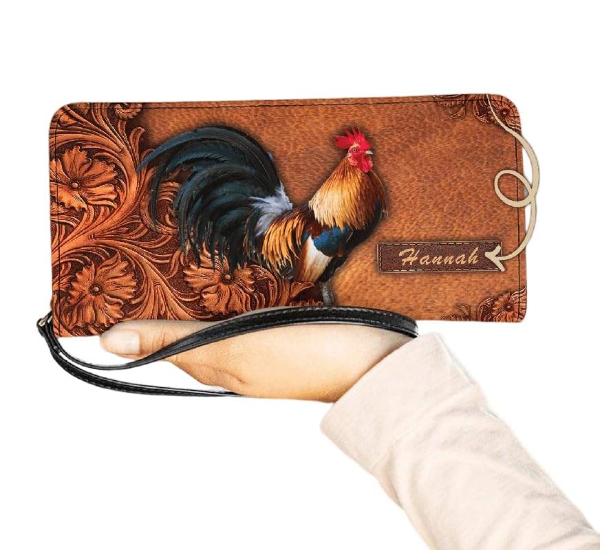 Amazon.com: Personalized Chicken Farm Hen Women Leather Wallet, Custom ...