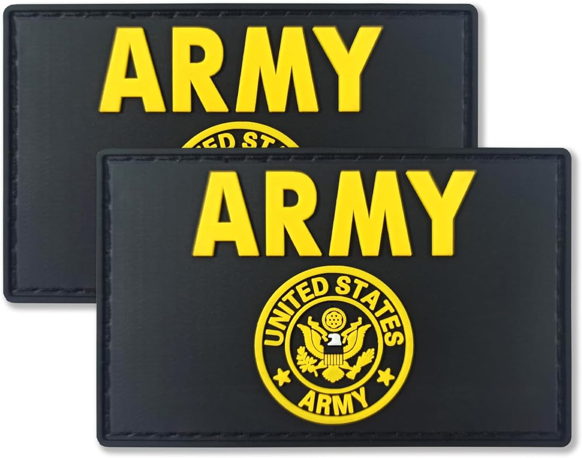 Amazon.com: QQSD US Army Flag Patch Gold Crest Tactical Military Patches - PVC Hook and Loop ...