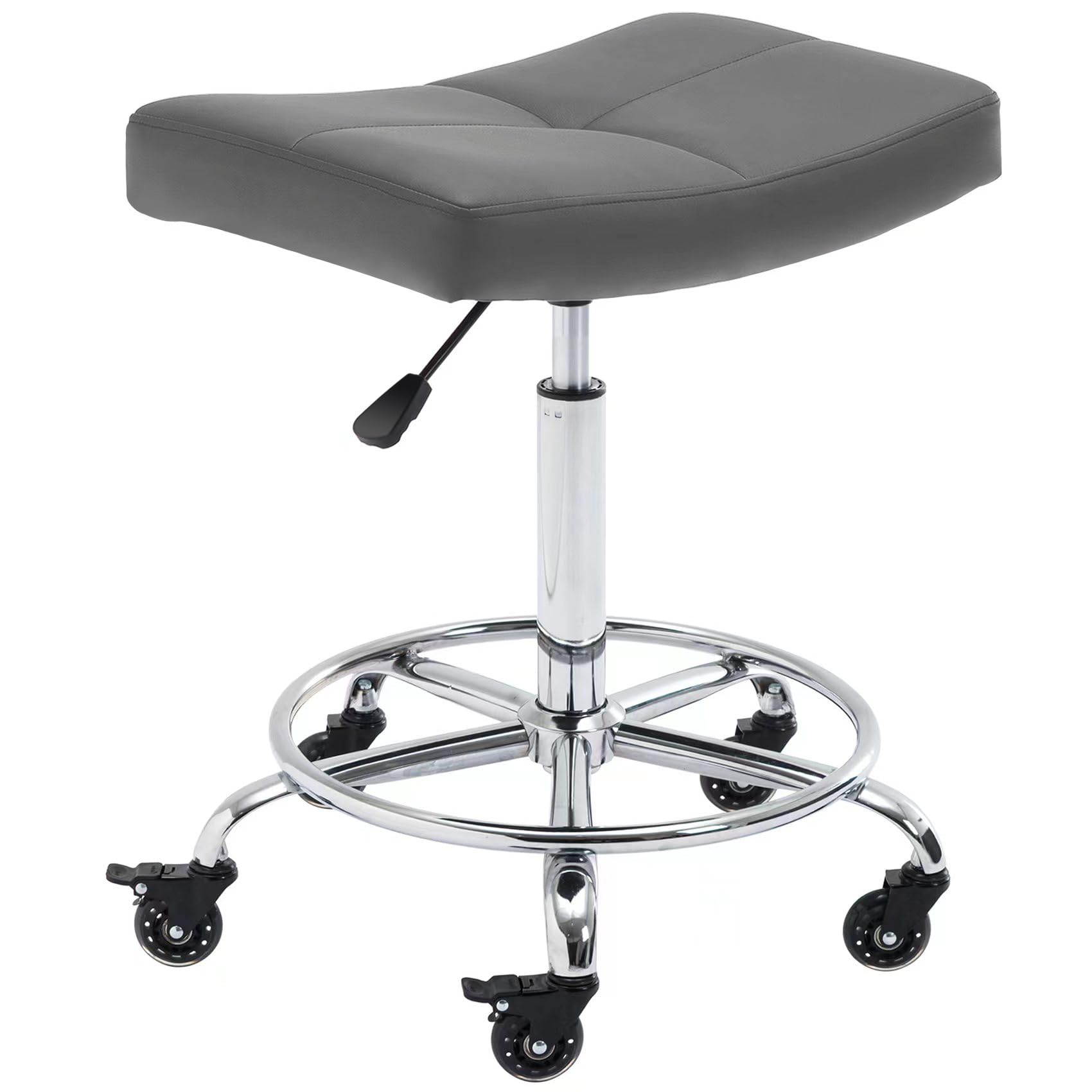 Amazon.com: CoVibrant Wide Rolling Stool with Locking Wheels Footrest ...