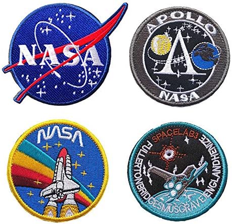 4 Styles Premium NASA Patches with Hook and Loop Backing for Jackets ...