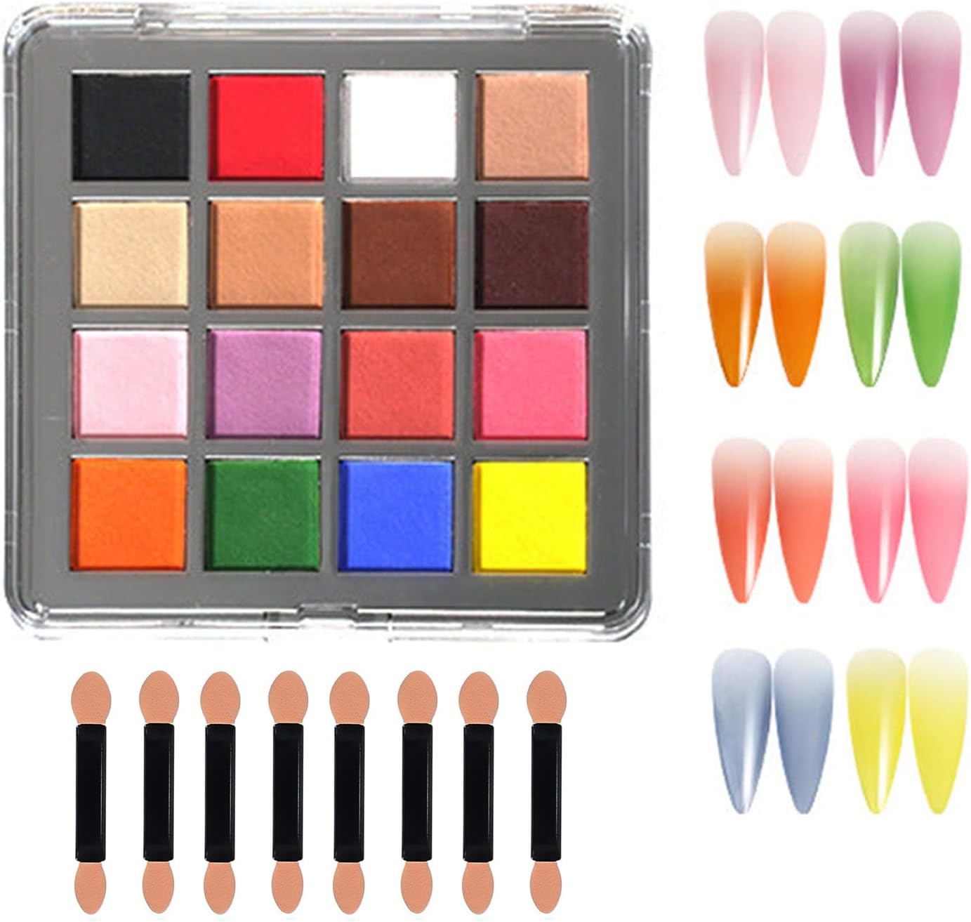 Amazon.com: MOEPAK Nail Pigment Palette Solid nail Powder Set Ombre ...