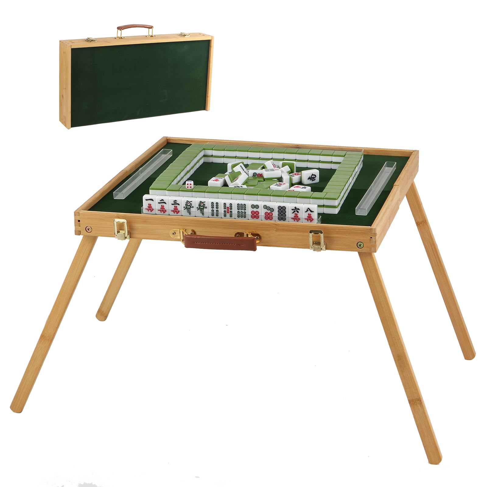 Amazon.com: Foldable Mahjong Table with Mahjong Tiles Set，Portable ...