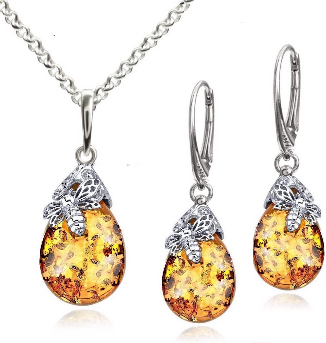 Amazon.com: Ian and Valeri Co. Amber Sterling Silver Set Honey Bee Drop ...