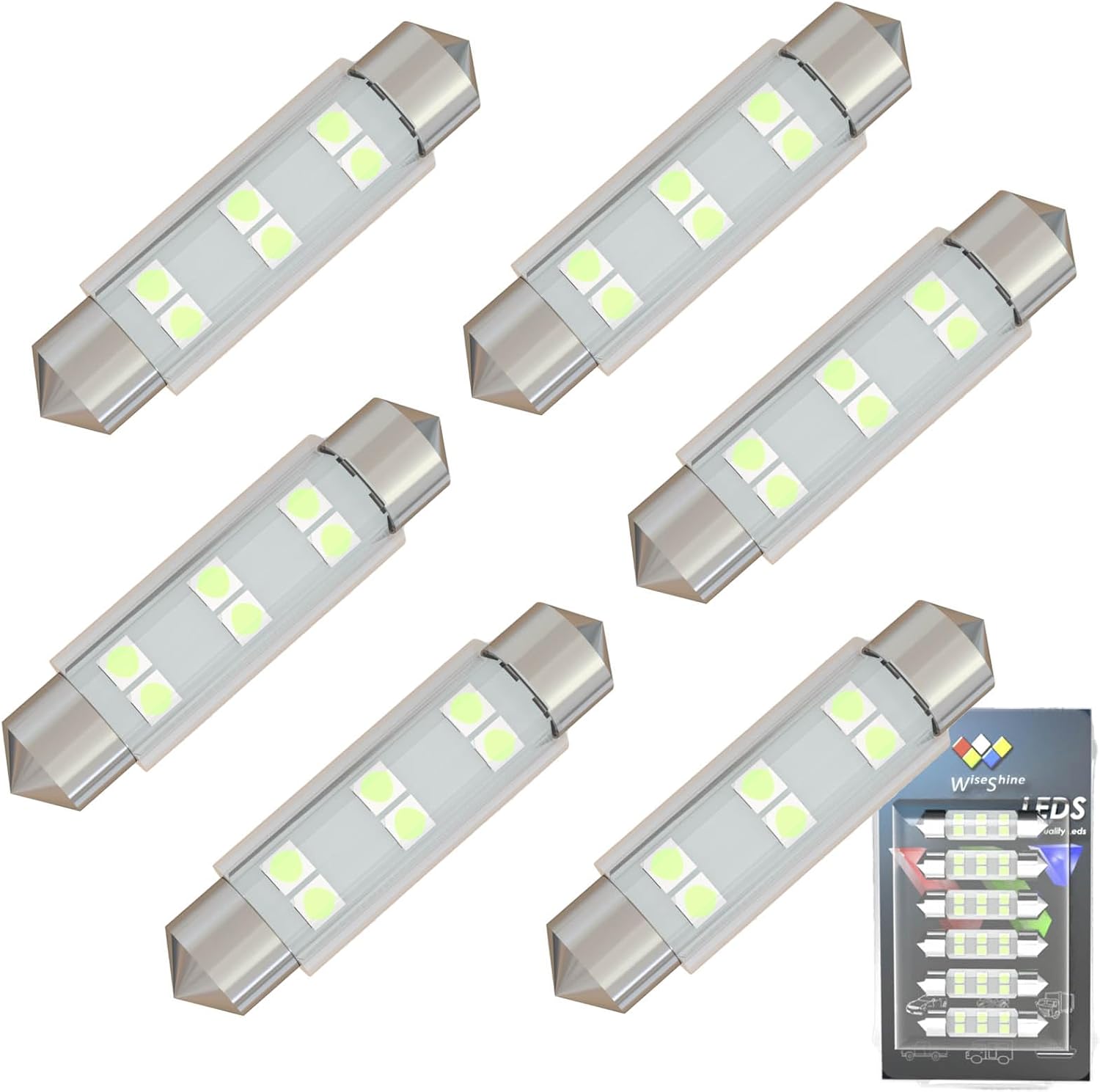 Amazon.com: WiseShine Festoon 578 LED Bulbs,211-2 LED Car Bulb 43mm ...