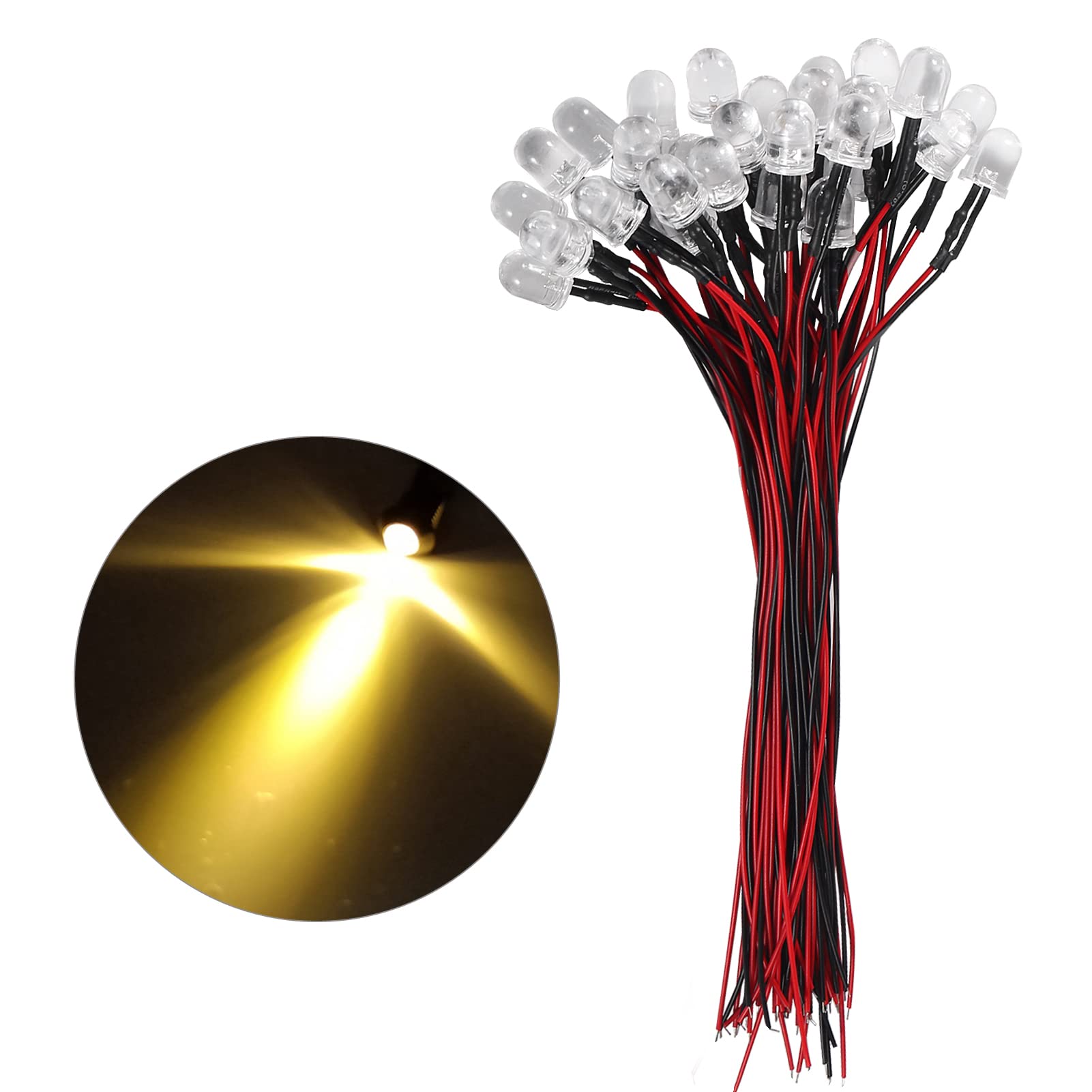 Snapklik.com : 30Pcs 10mm LED Lights Emitting Diodes Pre Wired DC 12V ...
