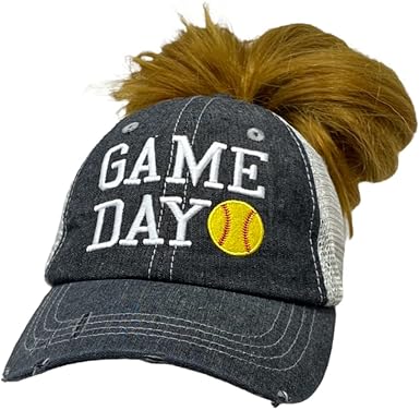Cocomo Soul Womens Game Day Softball Hat | Game Day Softball Messy Bun ...