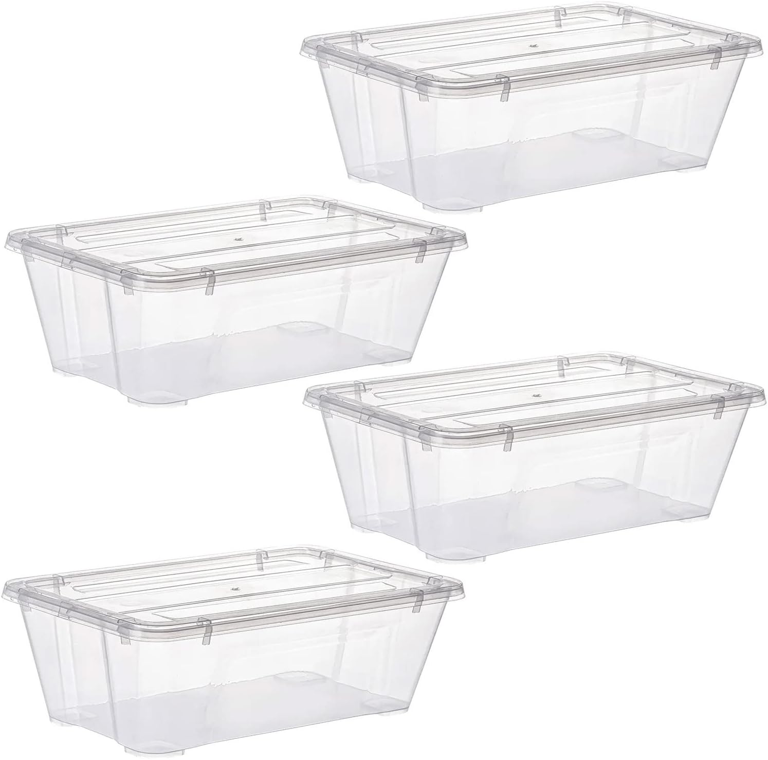 Premify 10L Storage Box With Lid Clear Plastic Organizer – 4 Stackable ...
