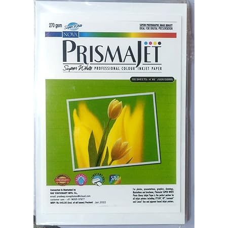 NOVA Resin Coated Digital Plus Glossy Inkjet Paper 4 x 6 Inches - 254 ...