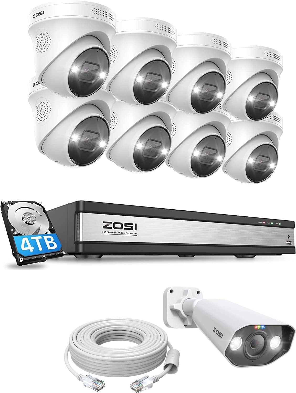 Amazon.com: ZOSI 16CH 4K PoE Home Security Camera System with Person ...