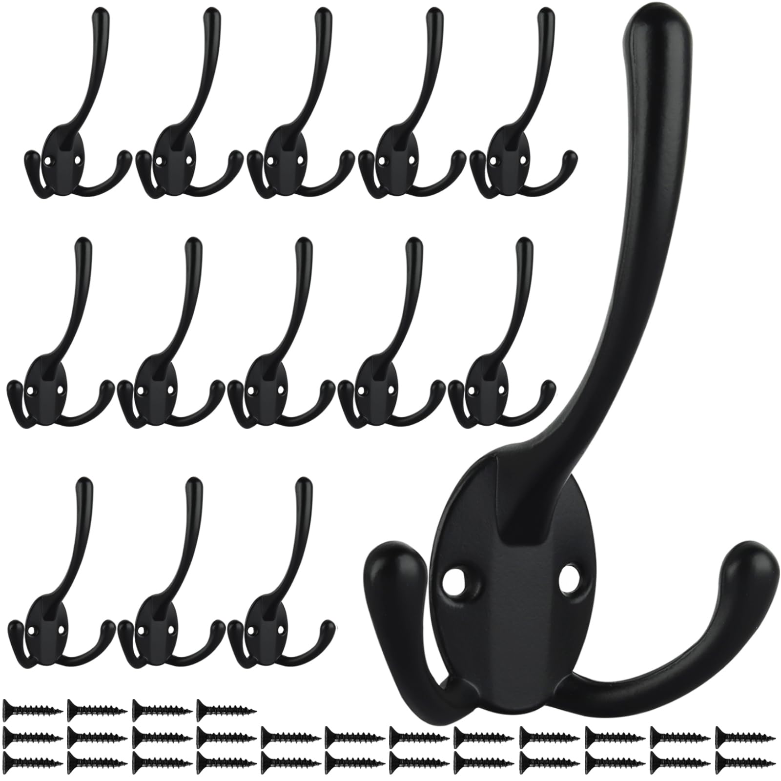 Amazon.com: IBosins 14 Pack Big Heavy Duty Triple Coat Hooks Wall ...