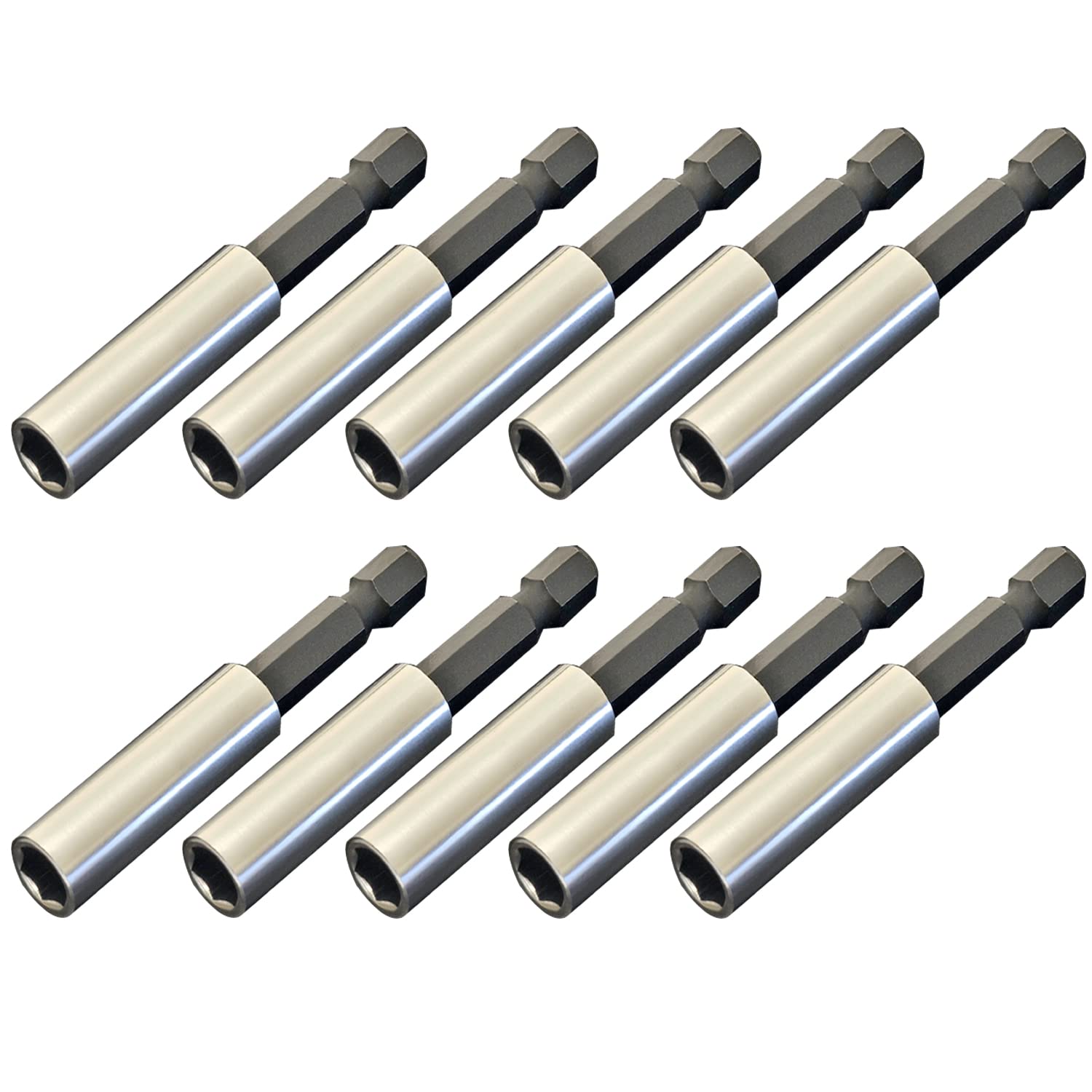 TEKPREM 1/4" Strong Magnetic Extension Bit Holder, 10 Pack Hex Shank ...