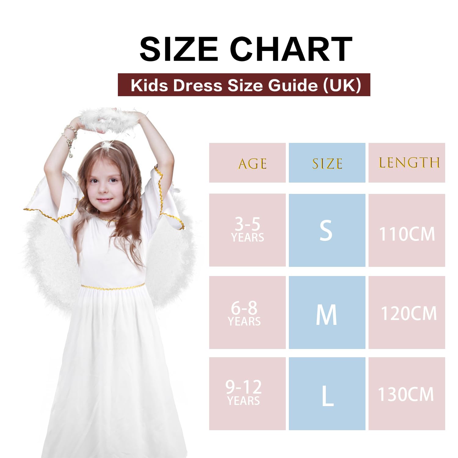 SULOLI Girls Angel Costume for Christmas Nativity Panto Fancy Dress ...