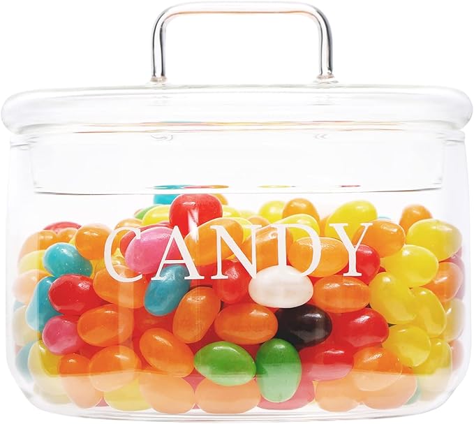 Amazon.com | KEKEHOME 11oz Glass Candy Dish with Lid Covered Candy Bowl ...
