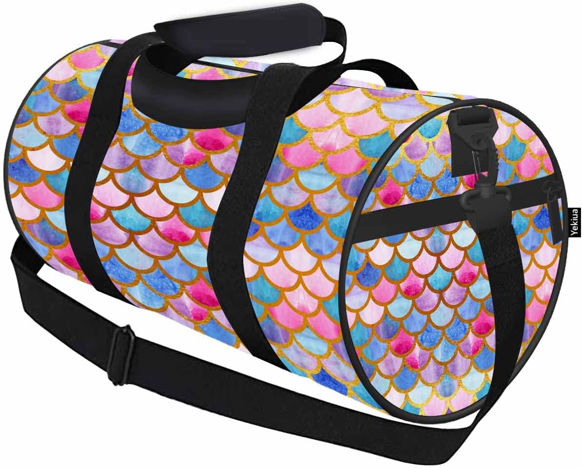 Amazon.com | AOYEGO Mermaid Scale Duffle Bag Watercolor Fish Reptilian ...