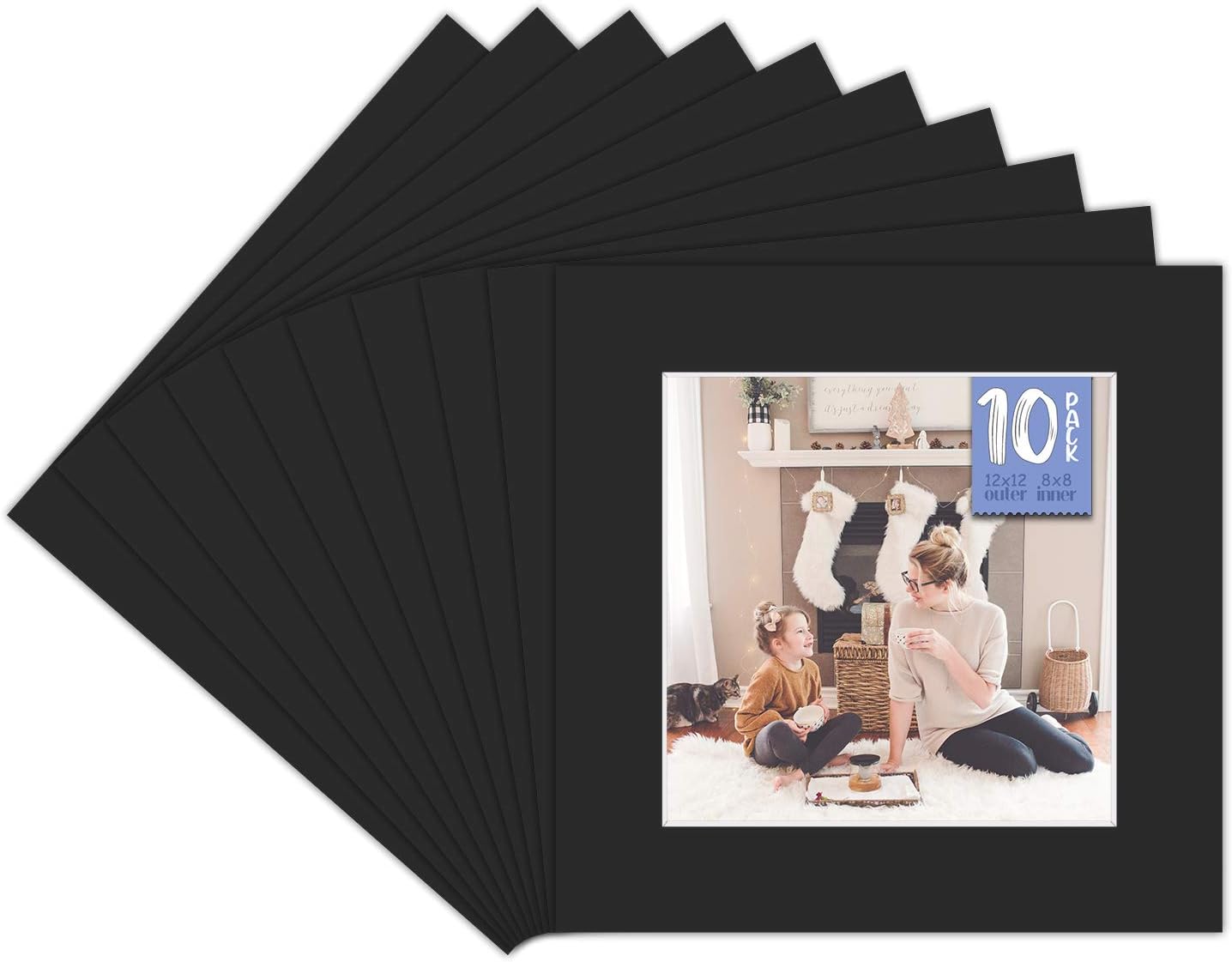 Amazon.com: Golden State Art, Pack of 10, 12x12 Black Picture Mats ...