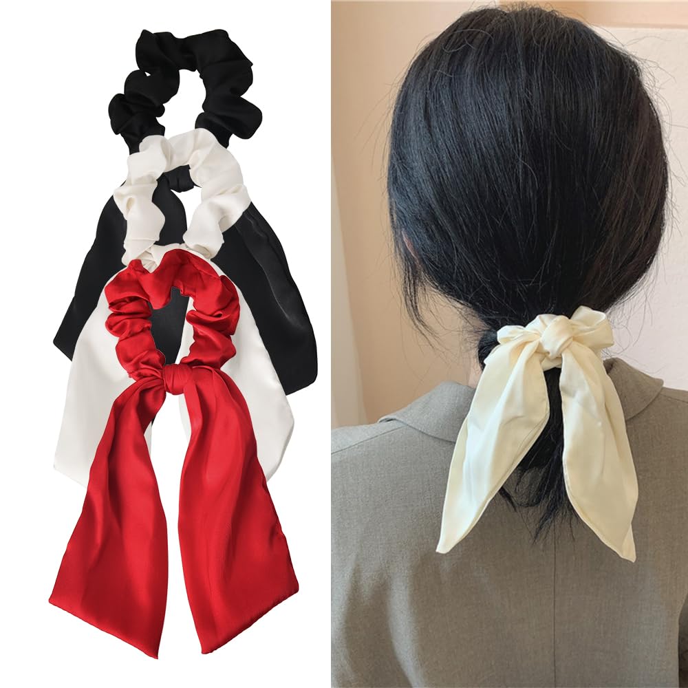 Amazon.com : Ribbon Hair Bows for Women Black Red Bow Hair Ties for ...