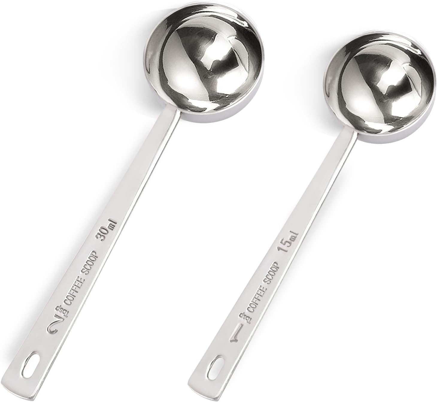 Amazon.com: 2 Pieces 1&2 Tablespoon Scoops with Long Handle, Stainless ...