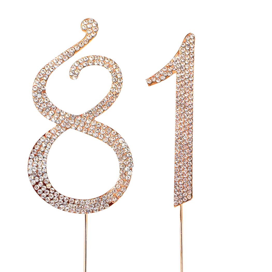 Amazon.com: MAGJUCHE Gold 81" Crystal Cake Topper, Number 81 ...