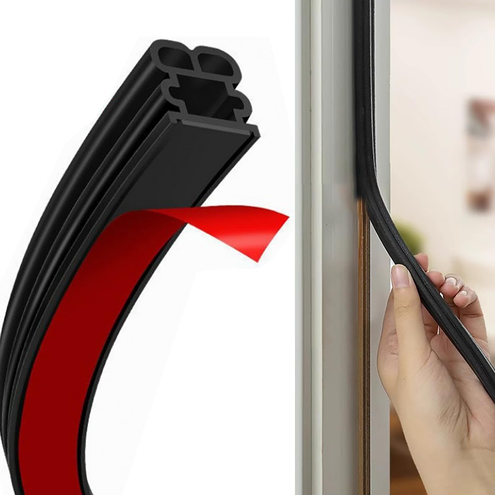 JSIWOTH Weather Stripping, Black D-Shaped Rubber Seal Strip for Doors ...