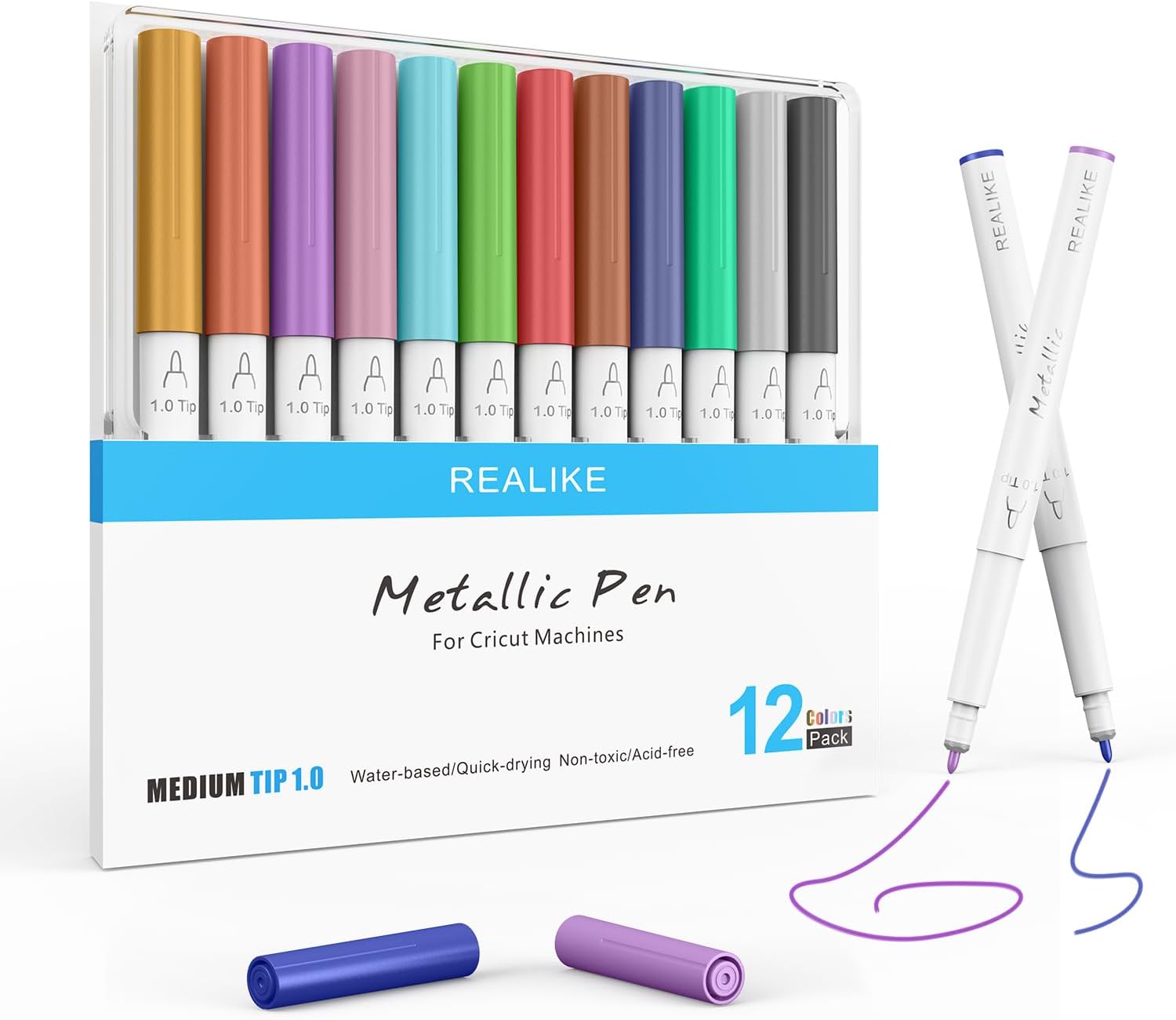 REALIKE Metallic Marker Pens for Cricut Maker 3/Maker/Explore 3/Air 2 ...