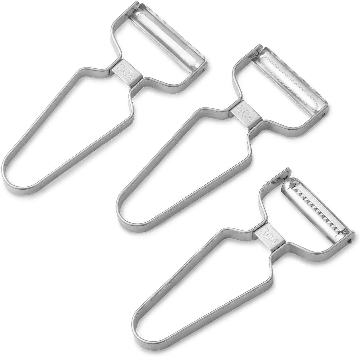 Amazon.com: LANVIYA All Stainless Steel Vegetable Peelers for Kitchen,3 ...