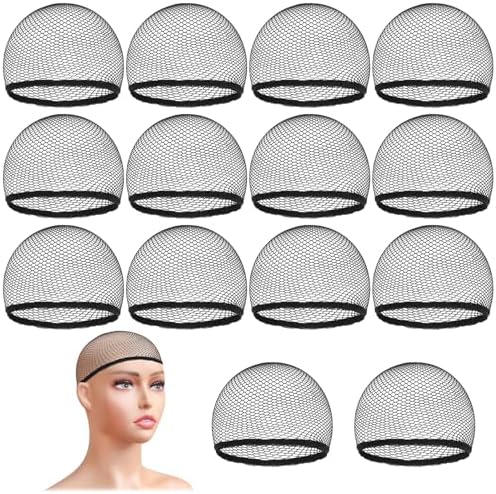 Amazon.com: 14 Pcs Wig Caps Mesh Wig Cap Crochet Wig Cap Net Black Hair ...