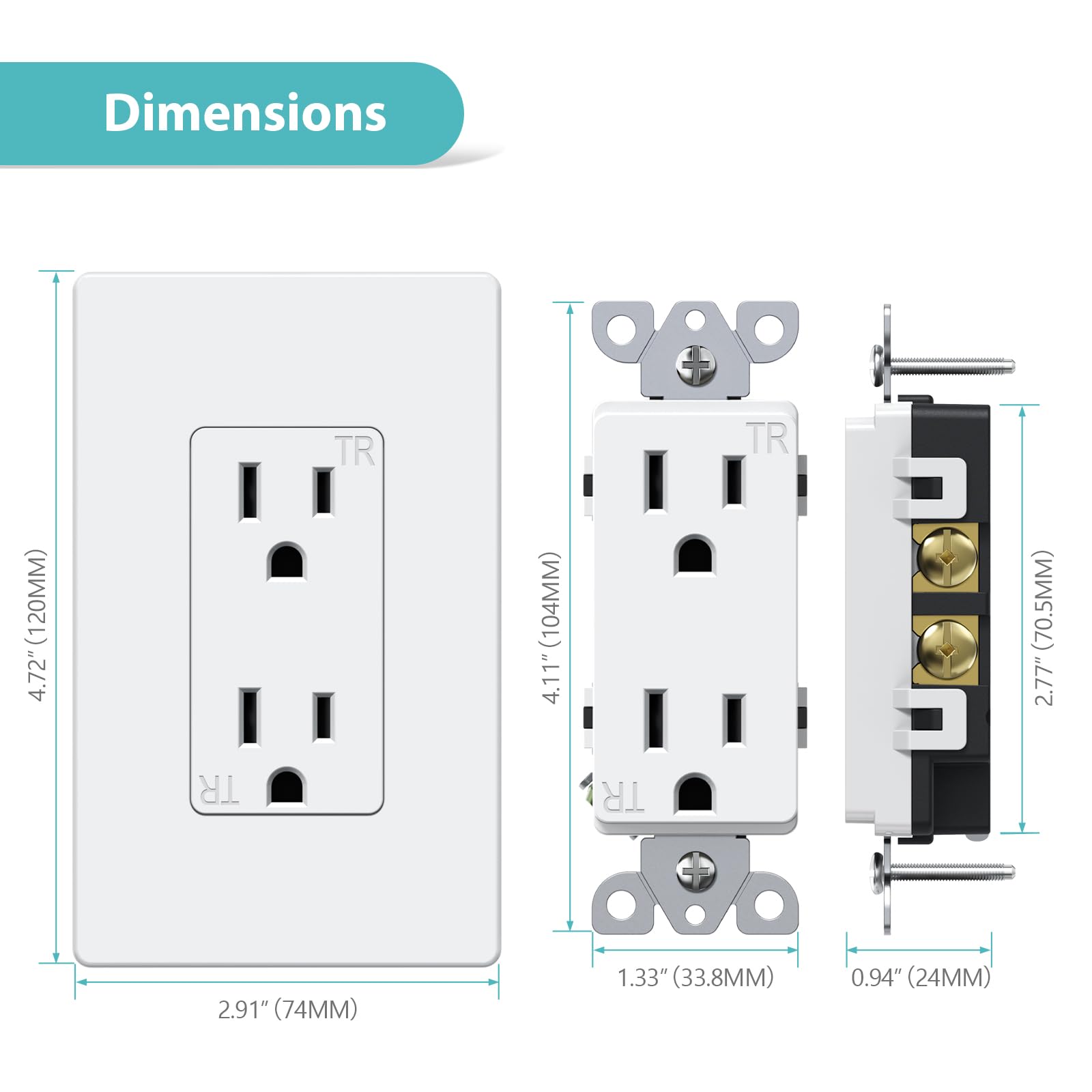 Snapklik.com : Decorator Receptacle Outlet, Screwless Wall Plate ...