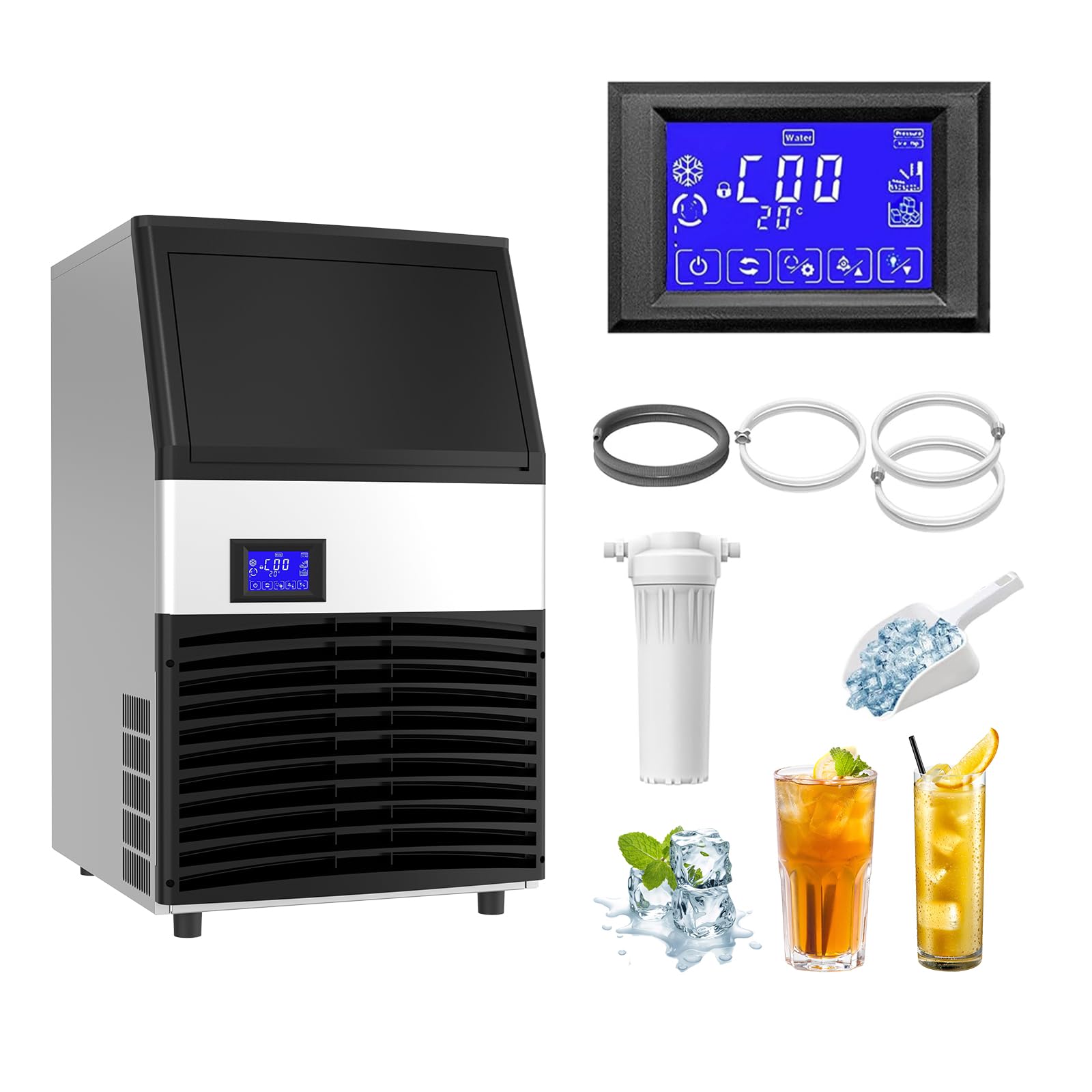 Amazon.com: AnyDoor Commercial Grade Ice Maker Machine - 450W 150LBS ...