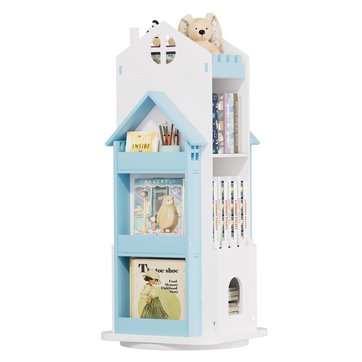 Nisorpa Rotating Bookcase 3 Tier Children's Bookcase 360° Revolving ...