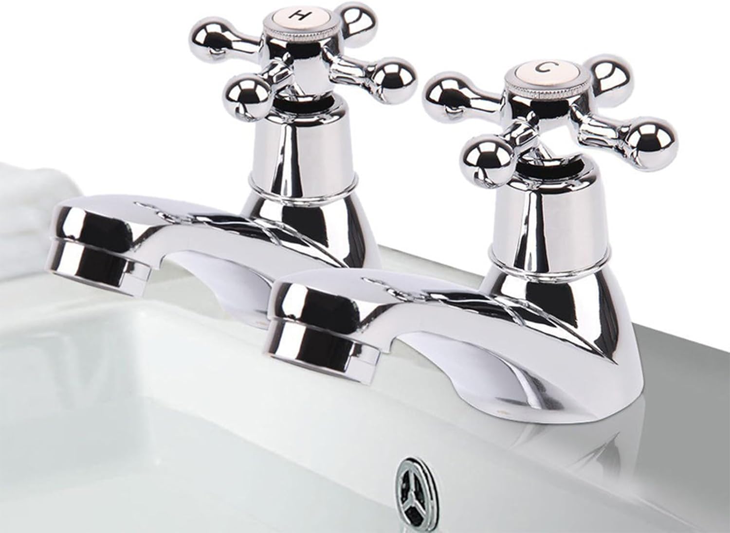 Basin Taps Pair Victorian Traditional Pillar Taps for Bathroom Sink ...