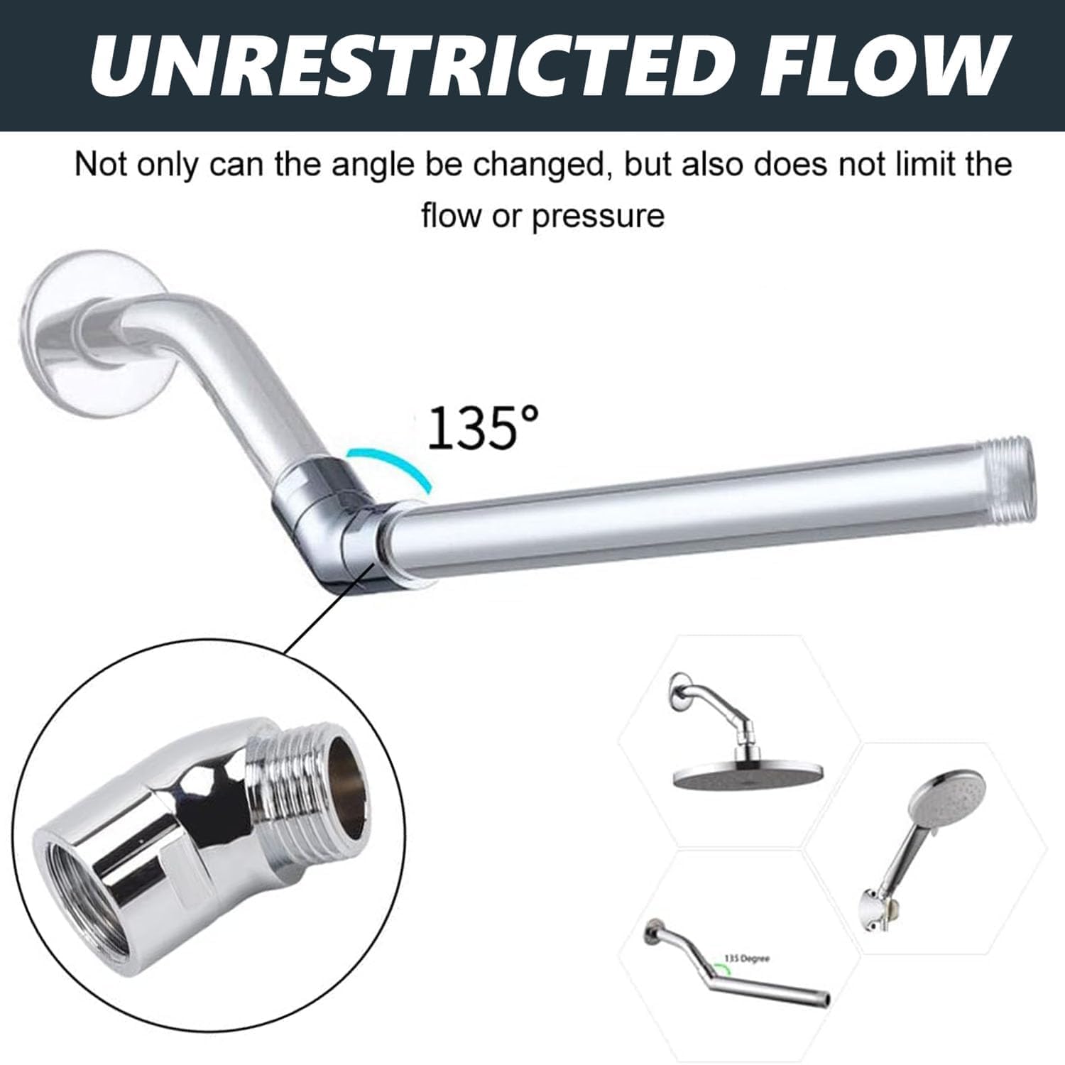 Snapklik.com : 2 Packs 135 Degree Shower Head Angle Adapter - G1/2 ...